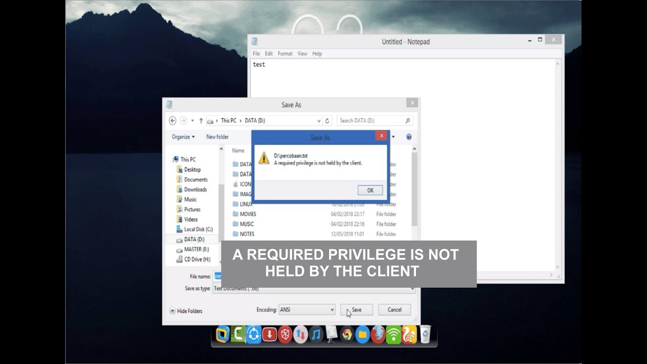 Cara Mengatasi A Required Privilege Is Not Held By The Client